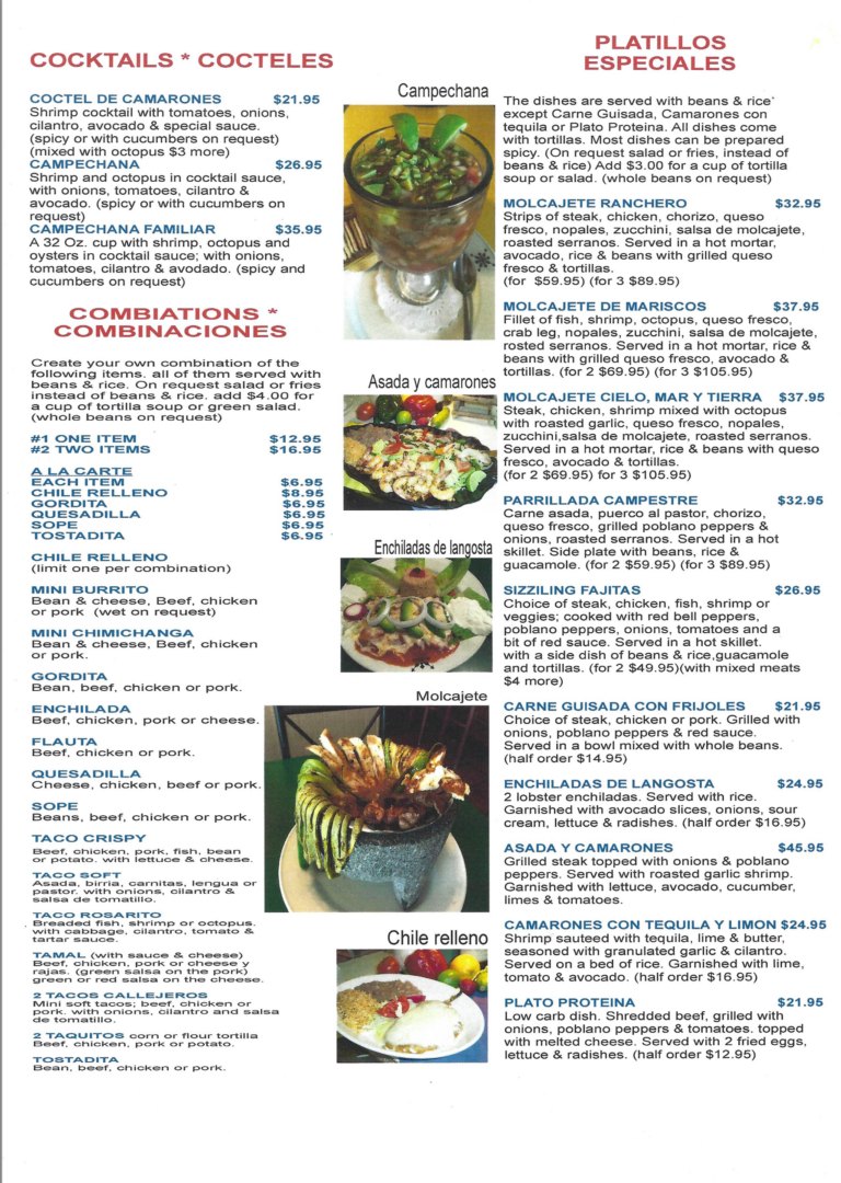 Menu - La Cocina de Ricardo | The Best Authentic Mexican Food in Orange ...